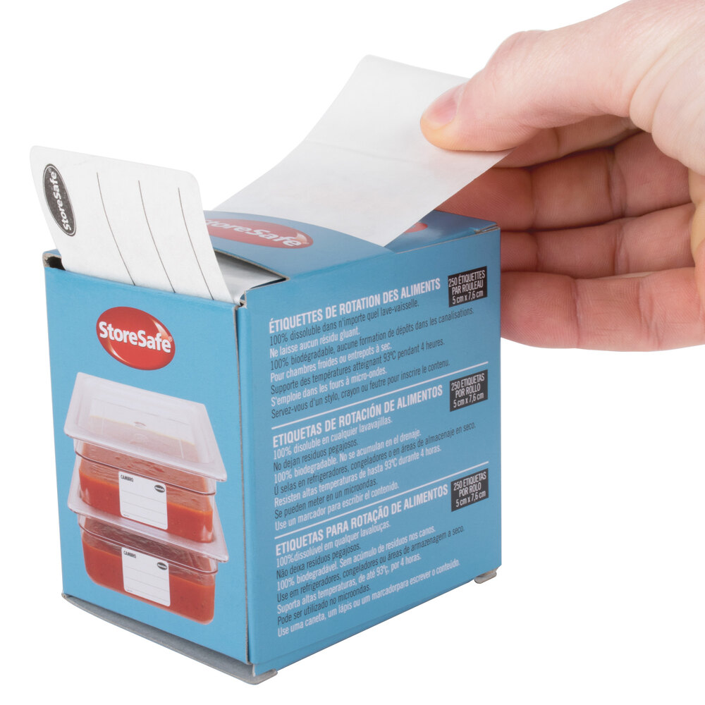 Cambro 23SLINB250 250 Count StoreSafe 3" x 2" Blank Dissolvable Product ...