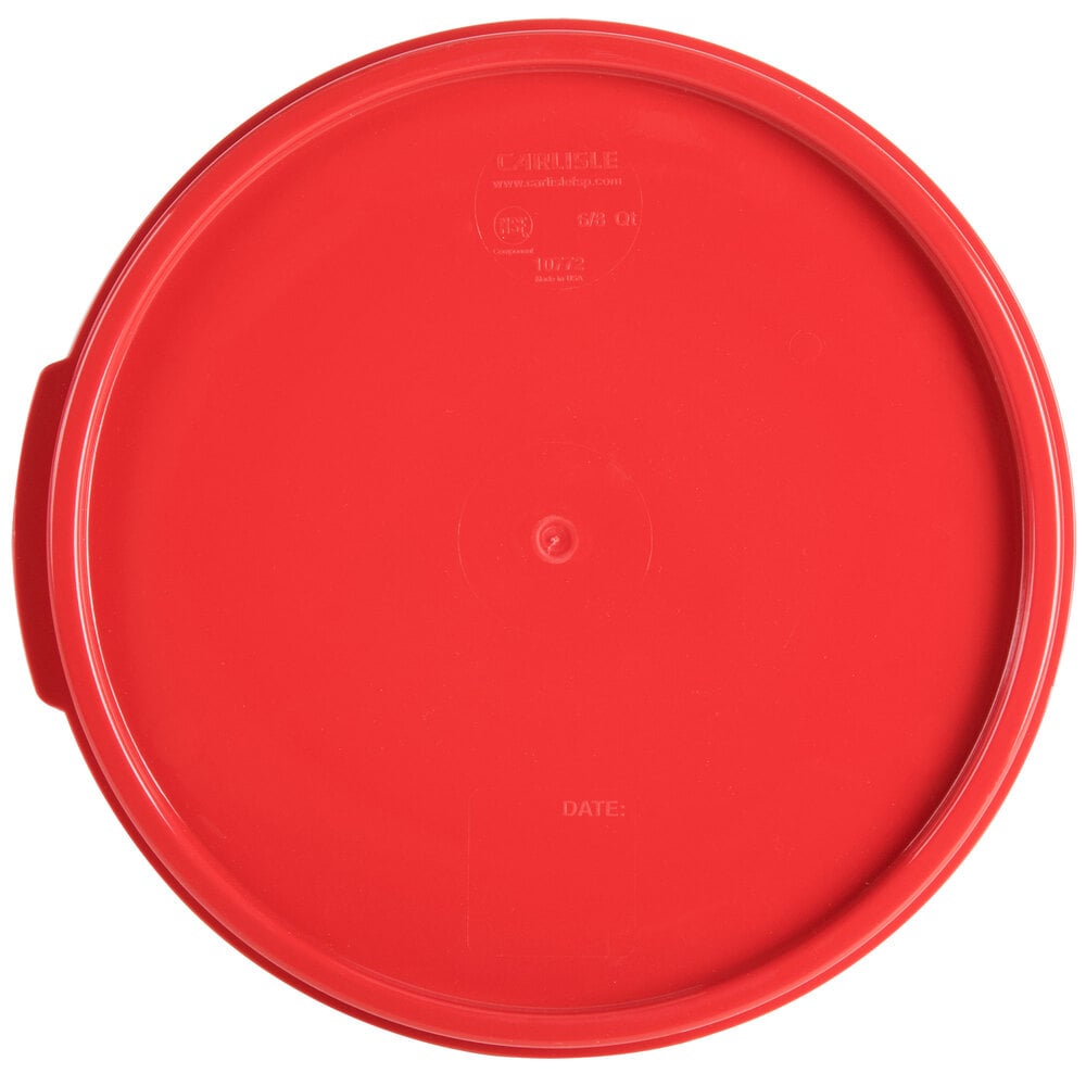 Carlisle 6 and 8 Qt. Red Round Polypropylene Food Storage Container Lid