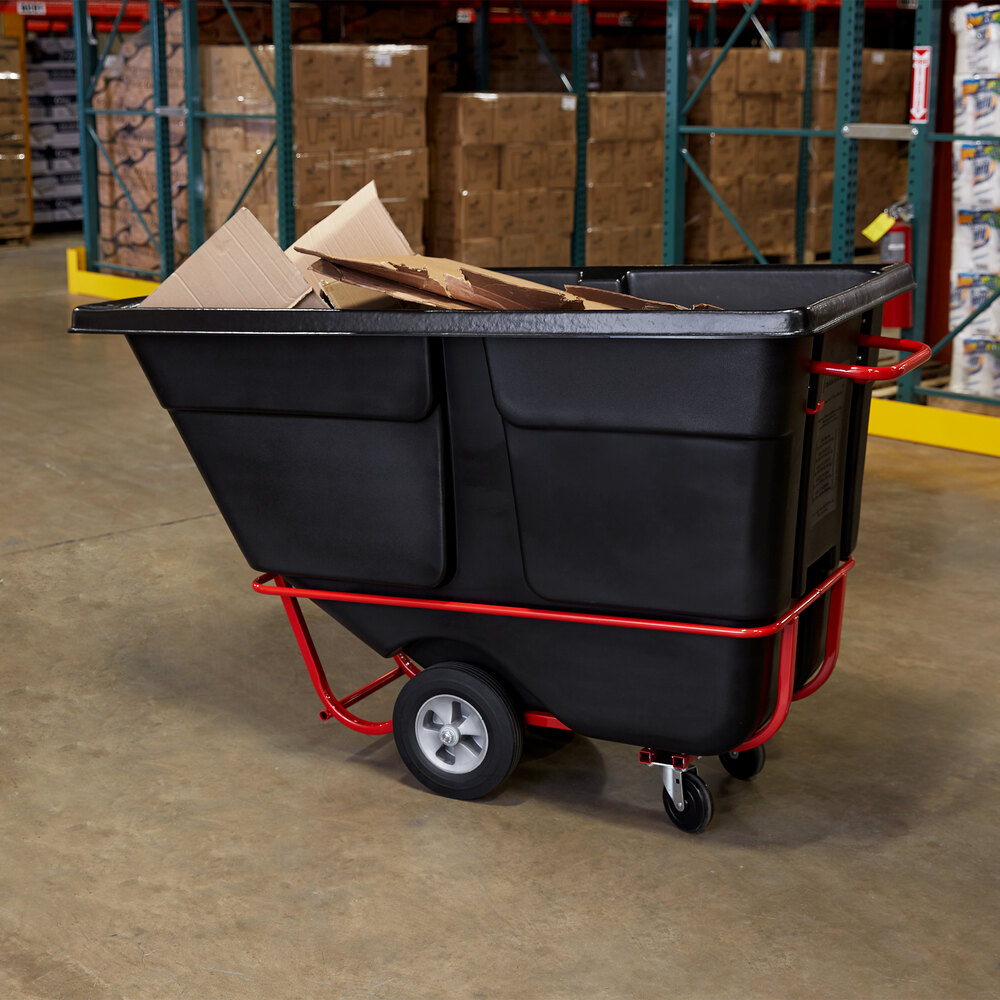 Rubbermaid FG131500BLA Black 1.0 Cubic Yard Tilt Truck / Trash Cart ...
