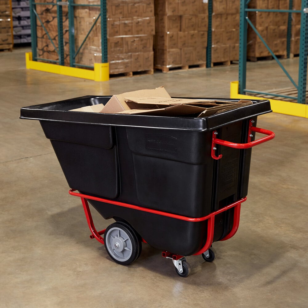 Rubbermaid FG130600BLA Black 0.5 Cubic Yard Tilt Truck / Trash Cart ...