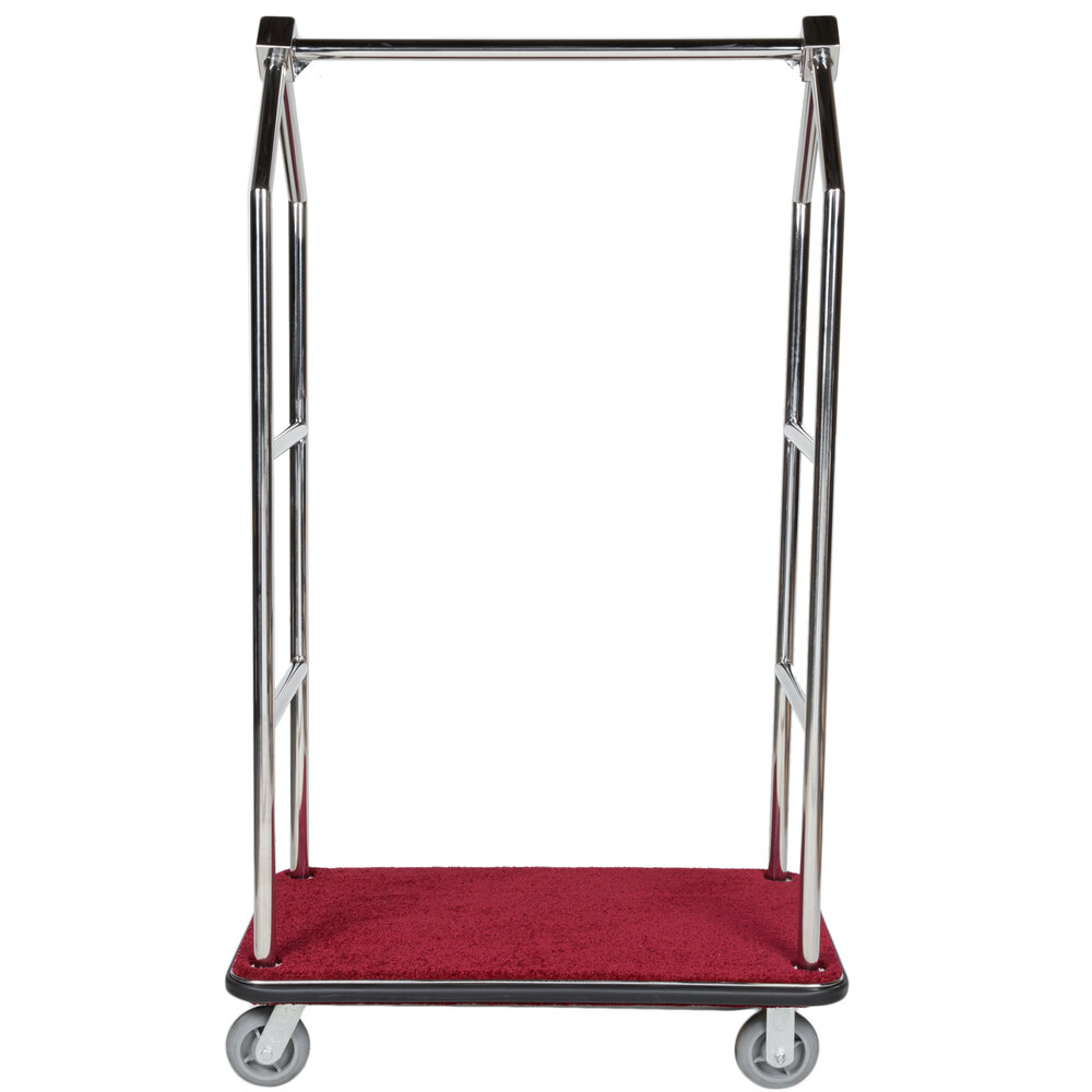 Aarco LC-2C Stainless Steel Chrome Finish Luggage Cart with Clothing ...