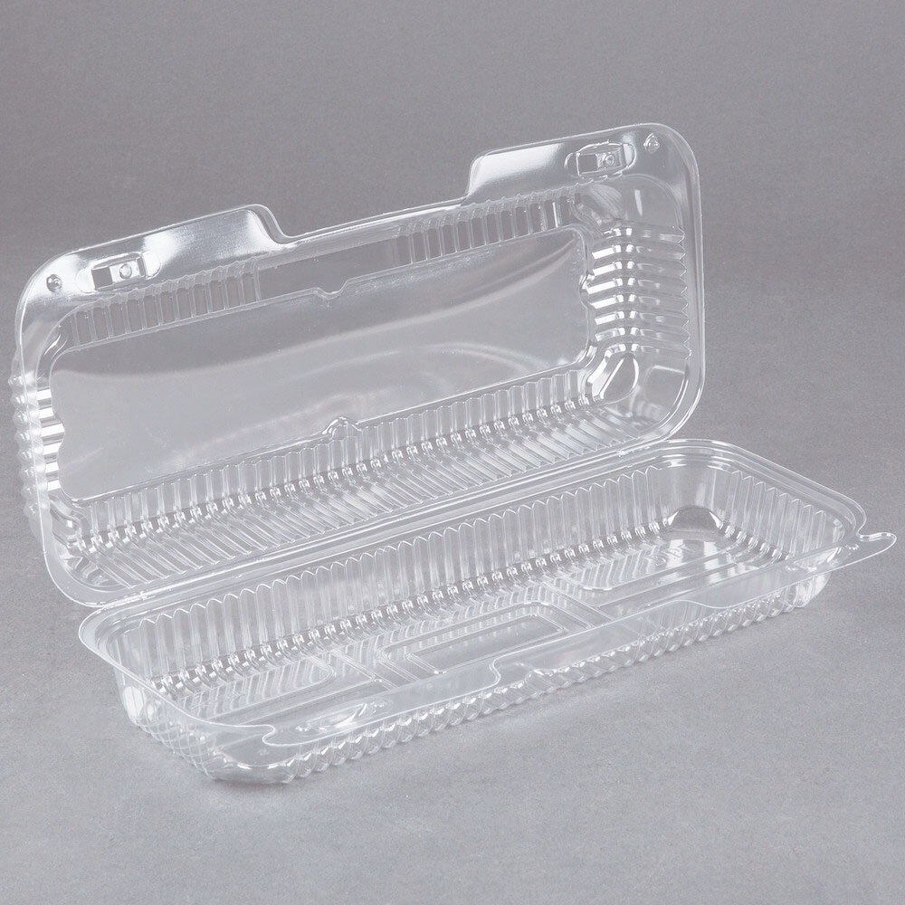 Durable Packaging PXT-350 12" x 5" x 3" Clear Hinged Lid Plastic ...