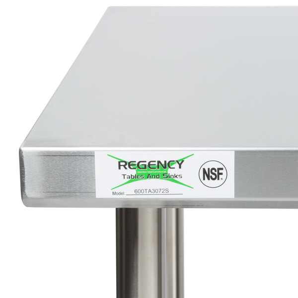 Regency 30" x 36" All 18-Gauge 430 Stainless Steel Commercial Work ...