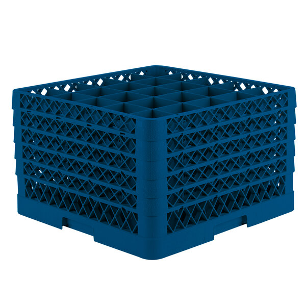 Vollrath TR6BBBBB Traex® Full-Size Royal Blue 25-Compartment 11" Glass Rack