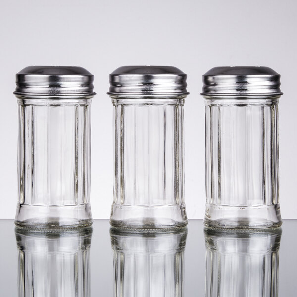 Tablecraft 659N 2 oz. Fluted Glass Condiment Shaker and Rack