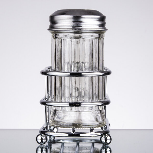 Tablecraft 659N 2 oz. Fluted Glass Condiment Shaker and Rack