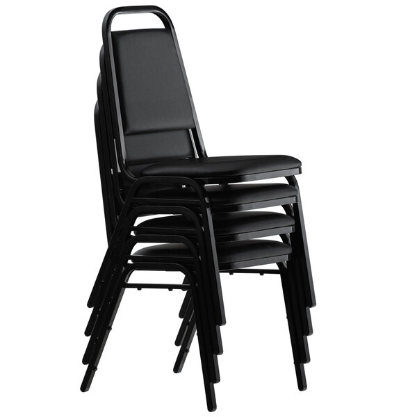 Lancaster Table & Seating Black Stackable Banquet Chair with 1" Padded Seat