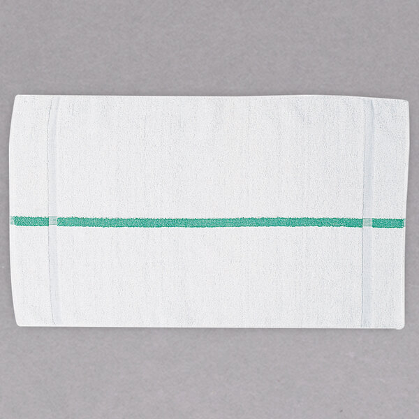Chef Revival 15" x 25" Green Stripe 44 oz. 100% Cotton Terry Oversized ...