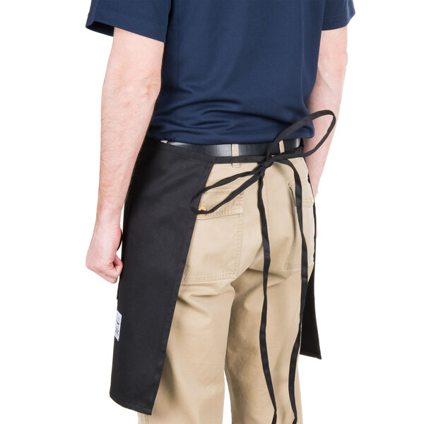 Chef Revival Black Poly-Cotton Customizable Bistro Apron with 2 Pockets ...