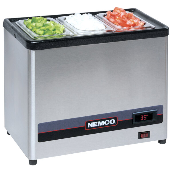 Nemco 9020-3 Countertop Cold Condiment Chiller with Three 1/9 Size Food ...
