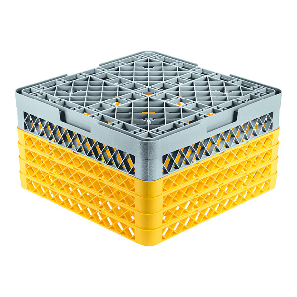 Noble Products 16-Compartment Gray Full-Size Glass Rack with 4 Yellow ...