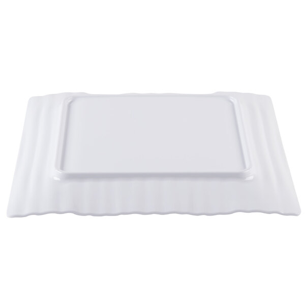 GET PL-14-W Polynesian 14" x 13" White Rectangular Plate - 6/Case