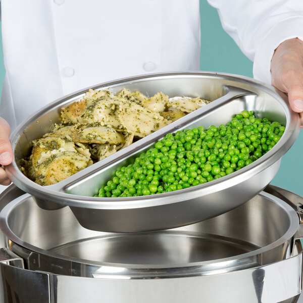 Stainless Steel Round Divided Food Pan for 6 Qt. Round Roll Top Chafer