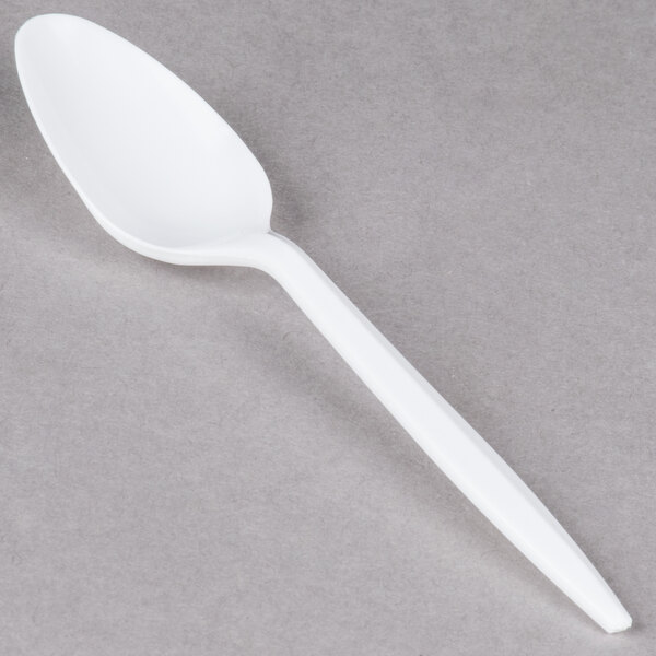 Choice Individually Wrapped Medium Weight White Plastic Teaspoon - 1000 ...