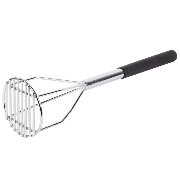 Chrome Plated 18" Round Faced Potato Masher with Soft Grip Handle
