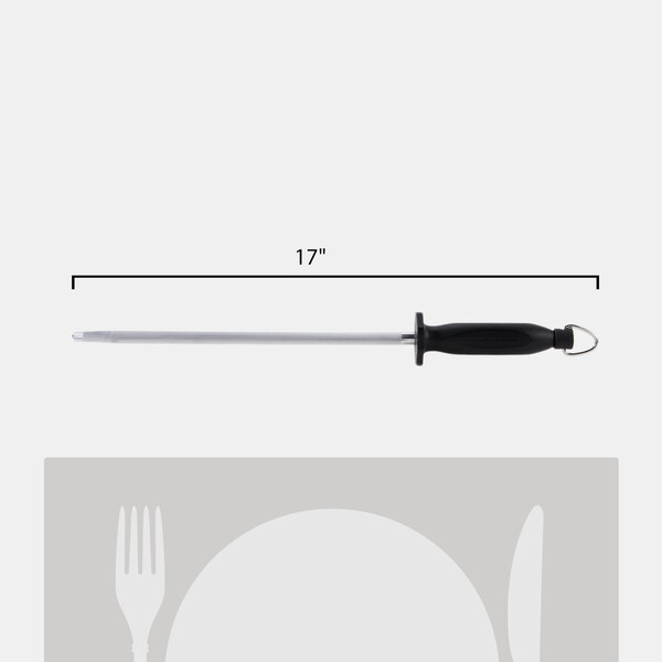 12" Round Regular Cut Knife Sharpening Steel with Black Plastic Handle