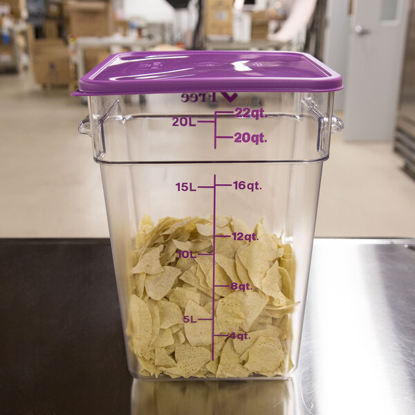 Cambro 22SFSCW441 CamSquare 22 Qt. Purple Allergen Free Food Storage ...