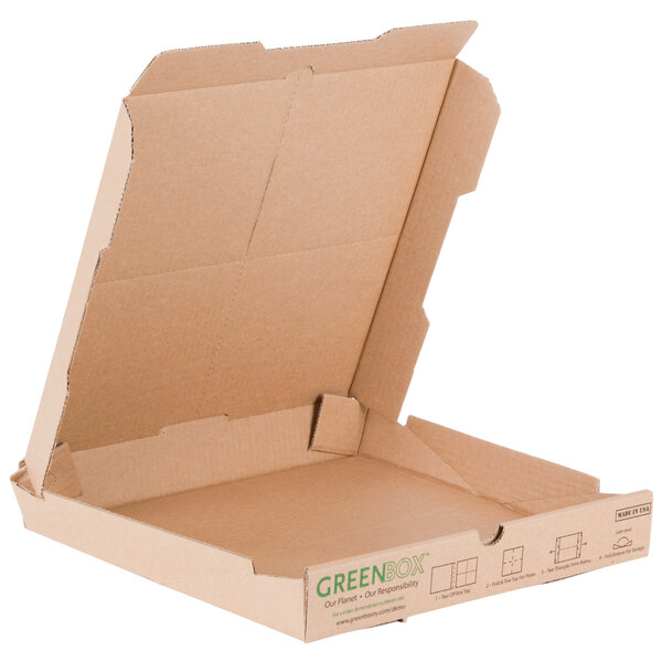 GreenBox 14" x 14" x 1 3/4" Corrugated Recycled Pizza Box with Built-In ...