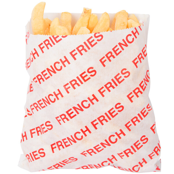 Carnival King 6" x 3/4" x 6 1/2" Extra Large Printed French Fry Bag ...