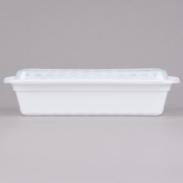 Choice 28 oz. White 8 3/4" x 6 1/4" x 1 3/4" Rectangular Microwavable ...