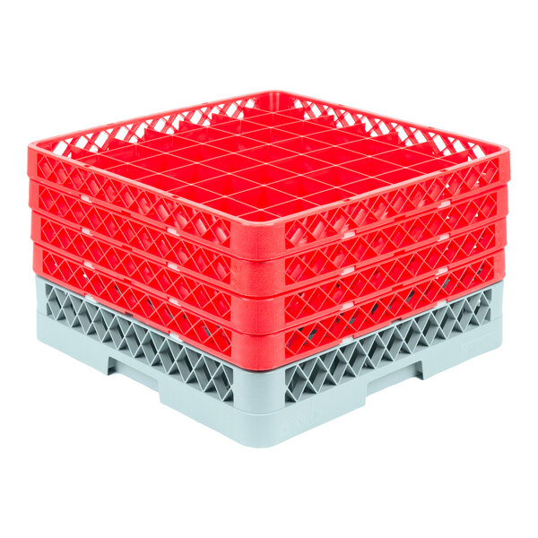 Noble Products 49-Compartment Gray Full-Size Glass Rack with 4 Red ...