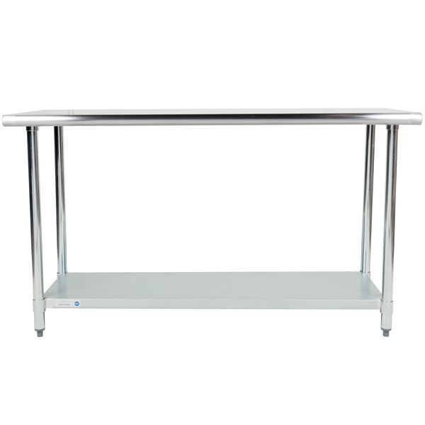 18 Gauge Economy 24" x 60" 430 Stainless Steel Work Table with Undershelf