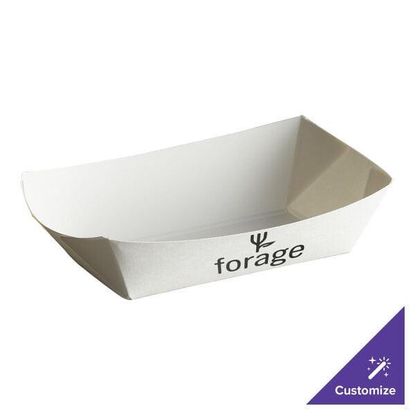 #40 6 oz. White Customizable Paper Food Tray - 1,000/Case