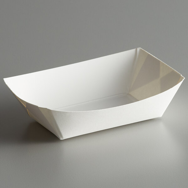 #25 1/4 lb. White Customizable Paper Food Tray - 250/Pack