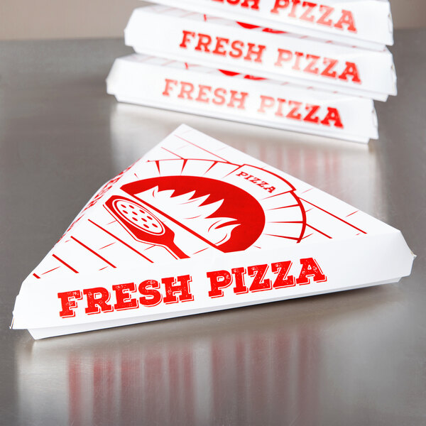 Choice White Clay Coated Clamshell Pizza Slice Box - 20/Pack