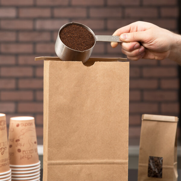 3 lb. Brown Kraft Customizable Paper Coffee Bag with Reclosable Tin Tie ...