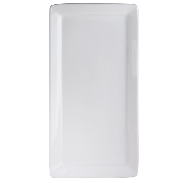Tuxton BWH-1547 DuraTux 15 1/2" x 8" White Rectangular China Platter - 6/Case