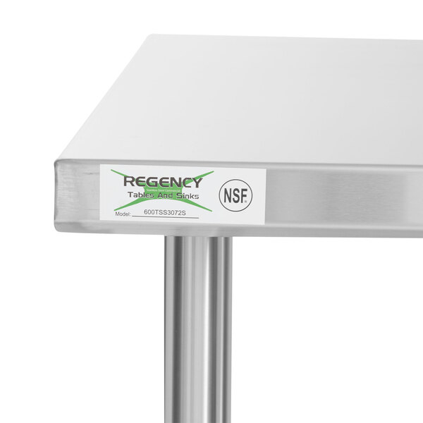 Regency Spec Line 30" x 72" 14 Gauge Stainless Steel Commercial Work ...