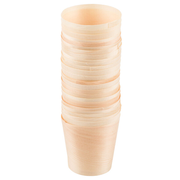 Tablecraft BAMDCP1 4 oz. Small Wooden Disposable Serving Cup - 50/Pack