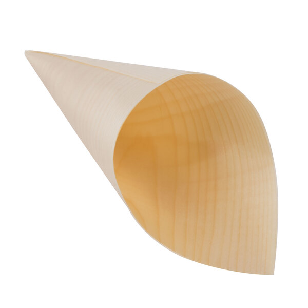 Tablecraft BAMDCN7 4.75 oz. Large Wooden Disposable Serving Cone - 50/Pack