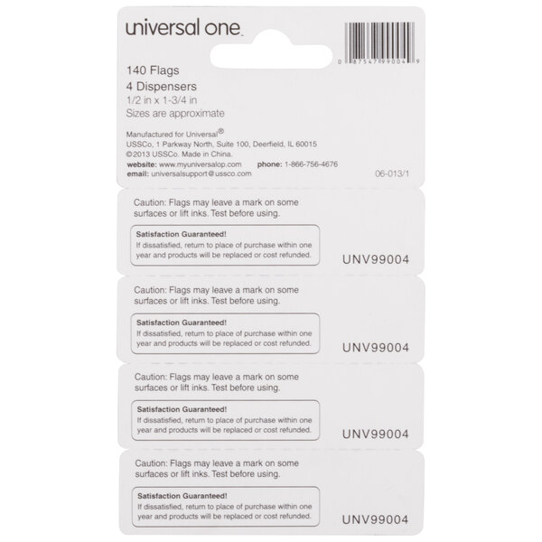 Universal UNV99004 1/2" x 1 3/4" Assorted Color Page Flag with ...