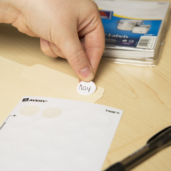 Avery 5408 3 4 White Round Removable Write On Printable Labels 