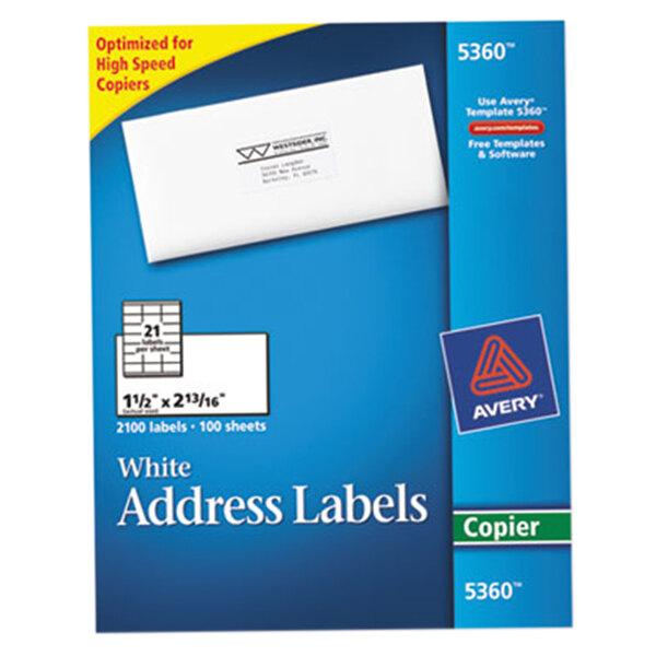Avery 5360 1 1 2 X 2 13 16 White Copier Mailing Address Labels 2100 Box
