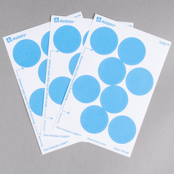 Avery 5496 1 1/4" Light Blue Round Removable Write-On / Printable ...