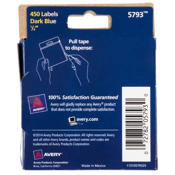 Avery 5793 1/4" Blue Round Permanent Write-On Color Coding Labels - 450 ...