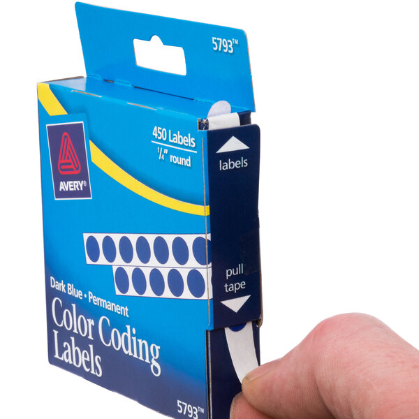 Avery 5793 1/4" Blue Round Permanent Write-On Color Coding Labels - 450 ...