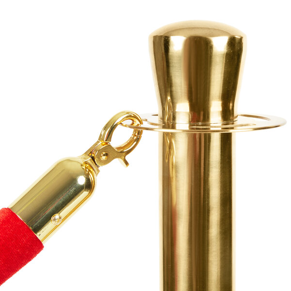 Lancaster Table & Seating Red 8' Stanchion Rope with Gold Ends for Rope ...
