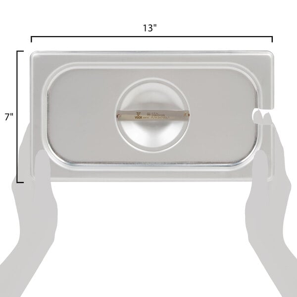 Vigor 1/3 Size Slotted Stainless Steel Steam Table / Hotel Pan Cover