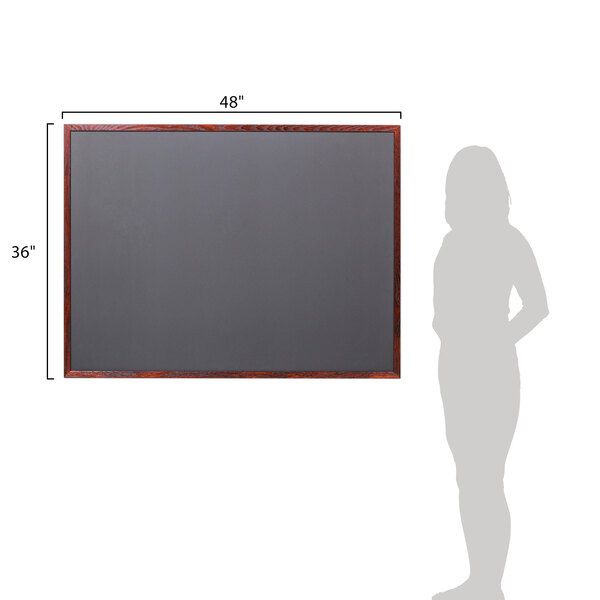 Aarco OC3648NT-B MAHOGANY 36" x 48" Mahogany Frame Black Chalk Board