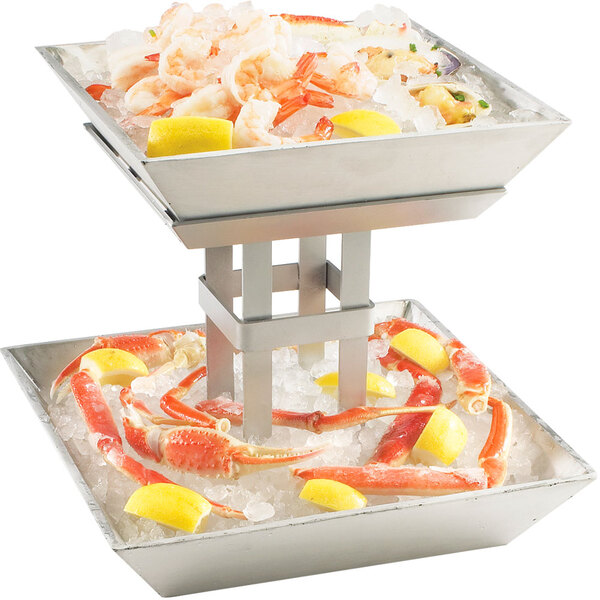 Cal-Mil 1563-2 Mission Two-Tiered Aluminum Ice Display