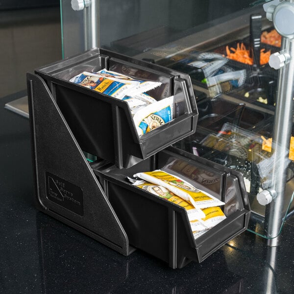 Vollrath 4840-06 Traex® Black Self-Serve Condiment Bin Stand Set with 2 ...