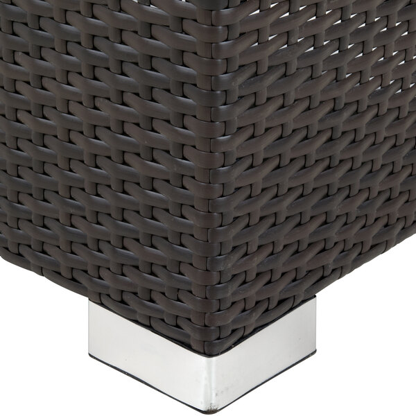 BFM Seating PH5101JV-MW Aruba Java Wicker Outdoor / Indoor Wide Armless Cushion Chair