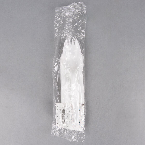 Choice Medium Weight White Wrapped Plastic Spork, Napkin, and Salt ...
