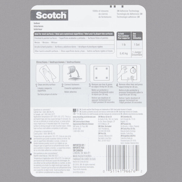 3M RF4721 Scotch™ 7/8" Black Indoor Fastener Set - 6/Pack