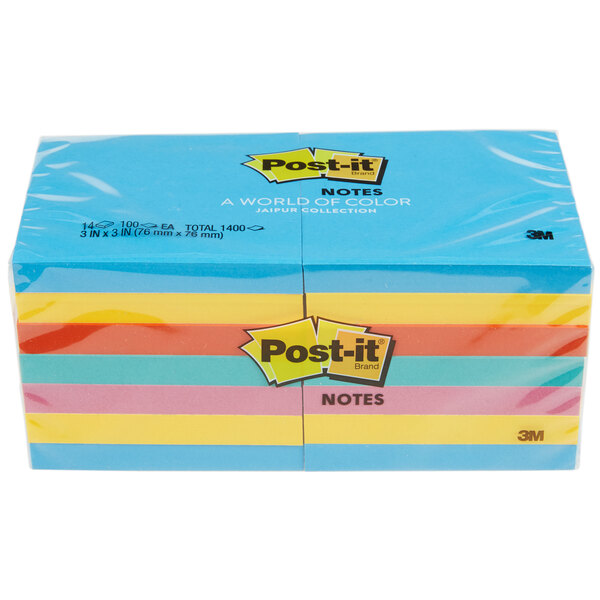 3M 654-14AU Post-It® Jaipur Collection 3" x 3" 100 Sheet Sticky Note ...