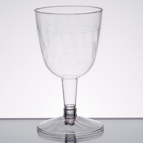 Fineline Flairware 2206 5 oz. Clear 2-Piece Plastic Wine Goblet - 360/Case